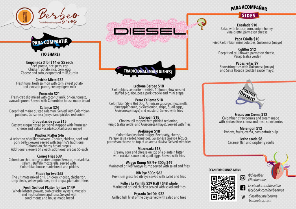 MENU — Diesel Bar & Eatery | Melbourne CBD